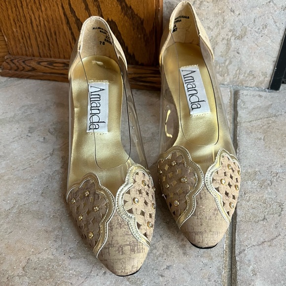Amanda | Shoes | Vintage Amanda Transparent Heels Gold | Poshmark